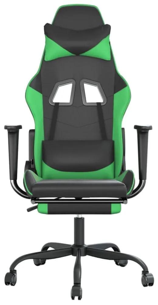 Petromila Herní židle s podnožkou černá a zelená umělá kůže