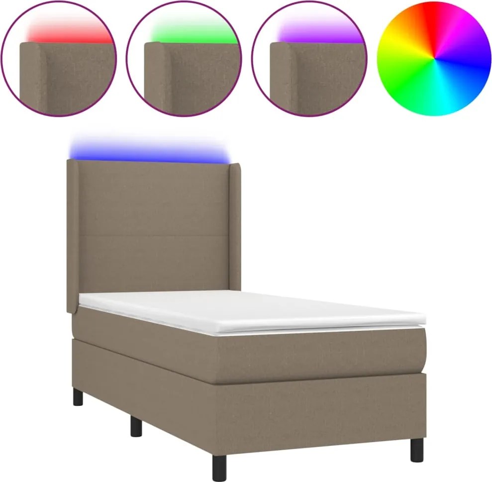 Box spring postel s matrací a LED taupe 90x190 cm textil 3138121