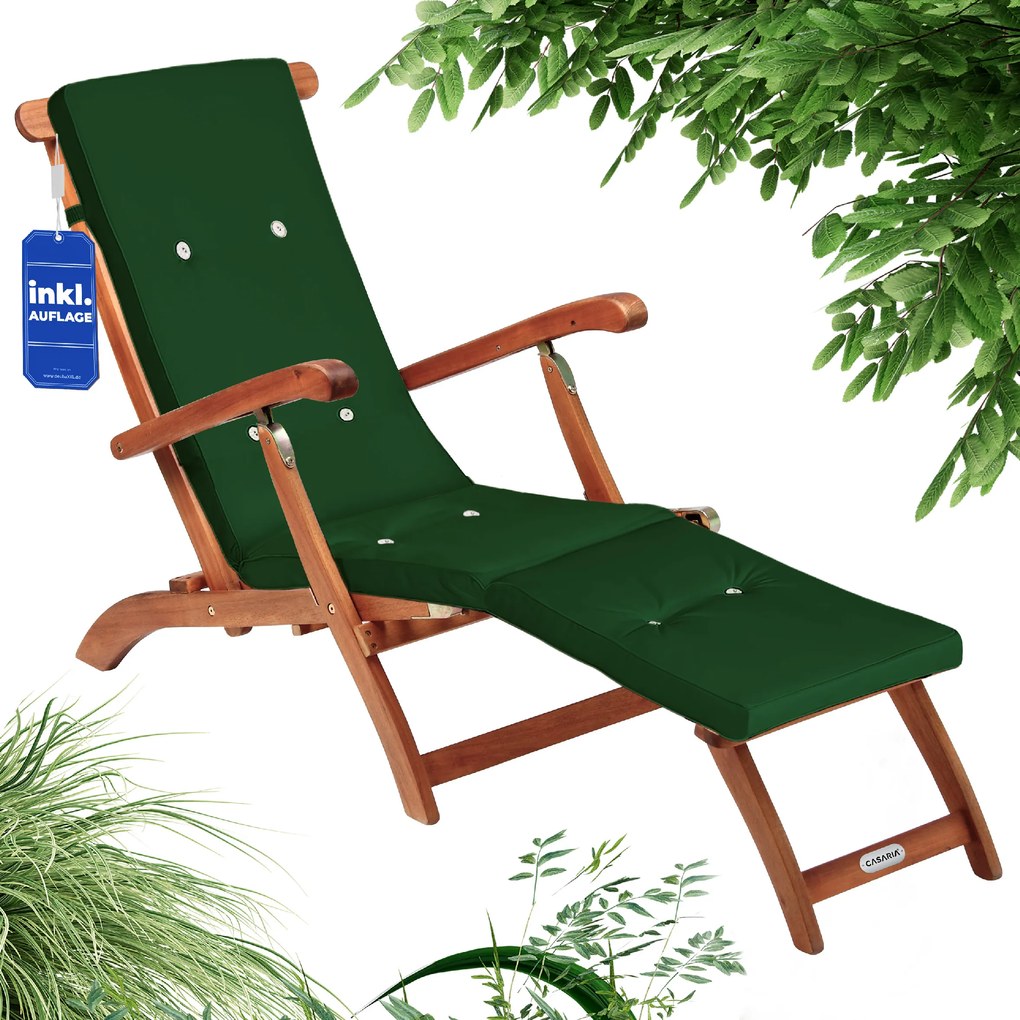 Zahradní lehátko Queen Mary® akácie certifikace FSC® včetně Podsedák zelená