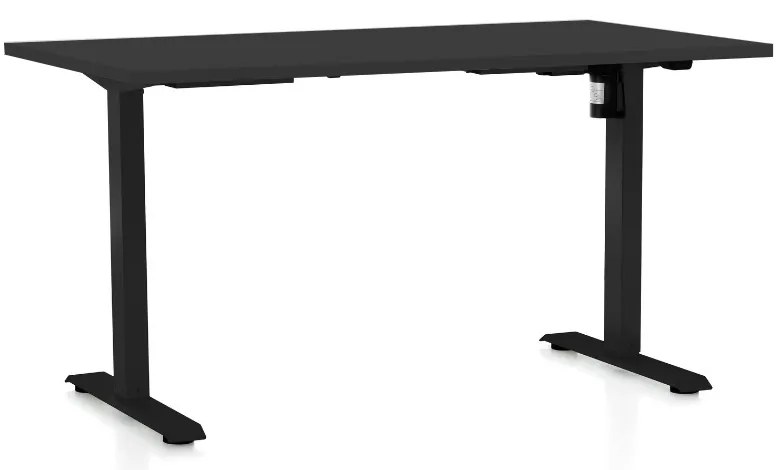 Výškově nastavitelný stůl OfficeTech A, 140 x 80 cm, černá podnož, černá