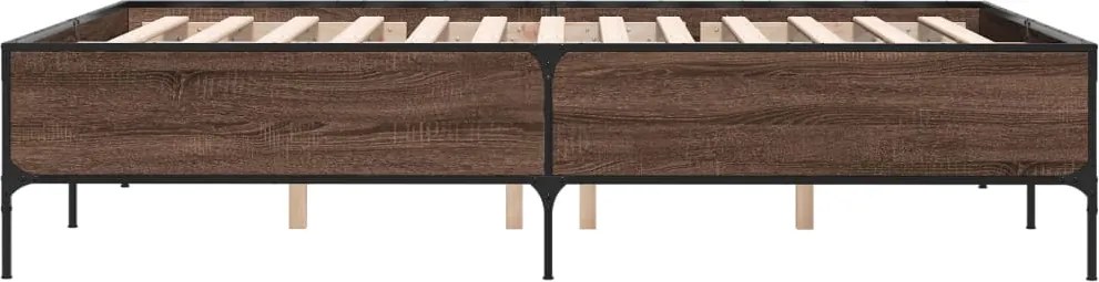 Rám postele hnědý dub 120 x 190 cm kompozitní dřevo a kov 3279821