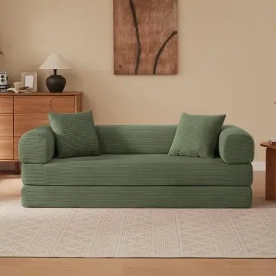 Aosom Tatami styl bezkostní kombinovaný sedací nábytek, přeměnitelný na postel, vhodný do obývacího pokoje a ložnice, 195D x 89Š x 59V cm, zelená