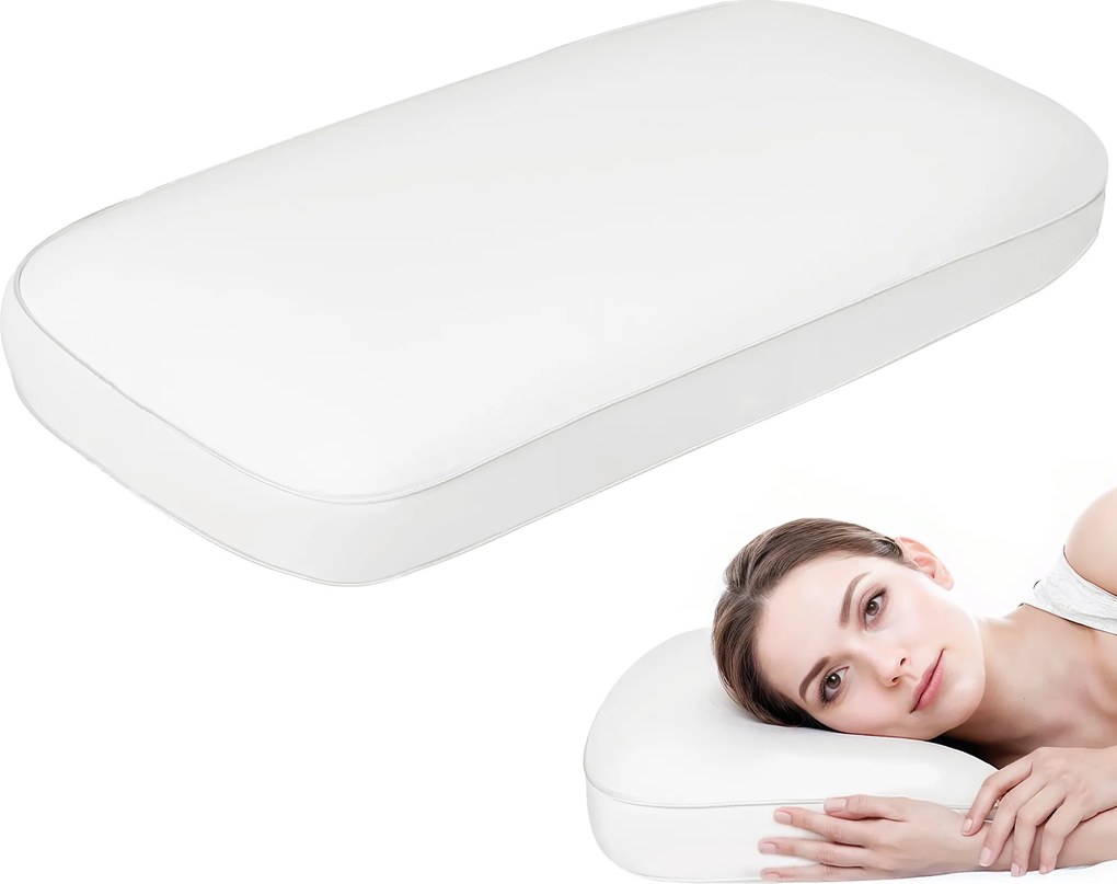 HOMCOM viskoelastický polštář 91x40 cm z paměťové pěny s ergonomickým designem pro spaní na boku a na zádech, krémový