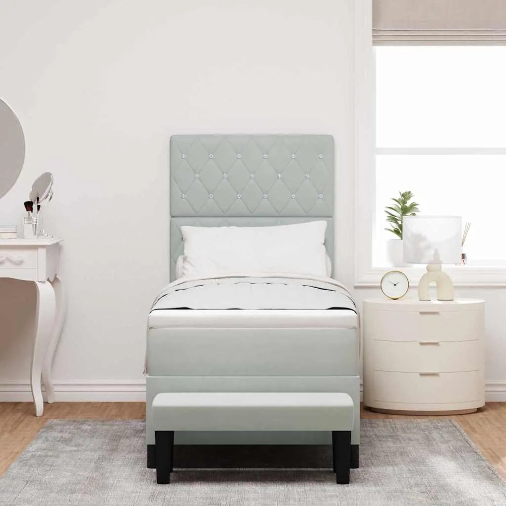 Postel s boxspringem s polštářem Světle šedá 200 x 80 cm samet 3344408