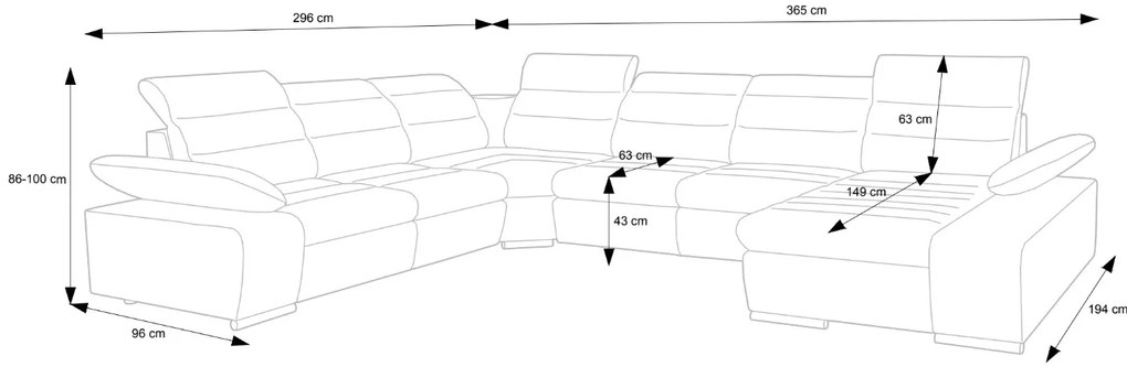 PCo Rohová sedací souprava KAMELOT III do U, 365 cm Barva látky: Hnědá (Element 02), Roh pohovky: Levý roh