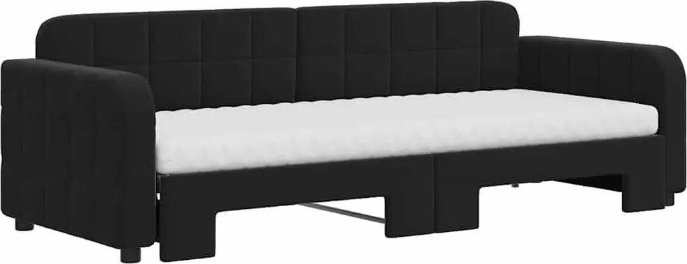 Válenda s přistýlkou a matracemi černá 80 x 200 cm samet 3196950