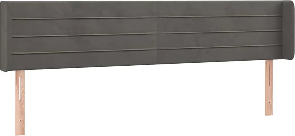 Čelo postele s LED tmavě šedé 183 x 16 x 78/88 cm samet 3123437