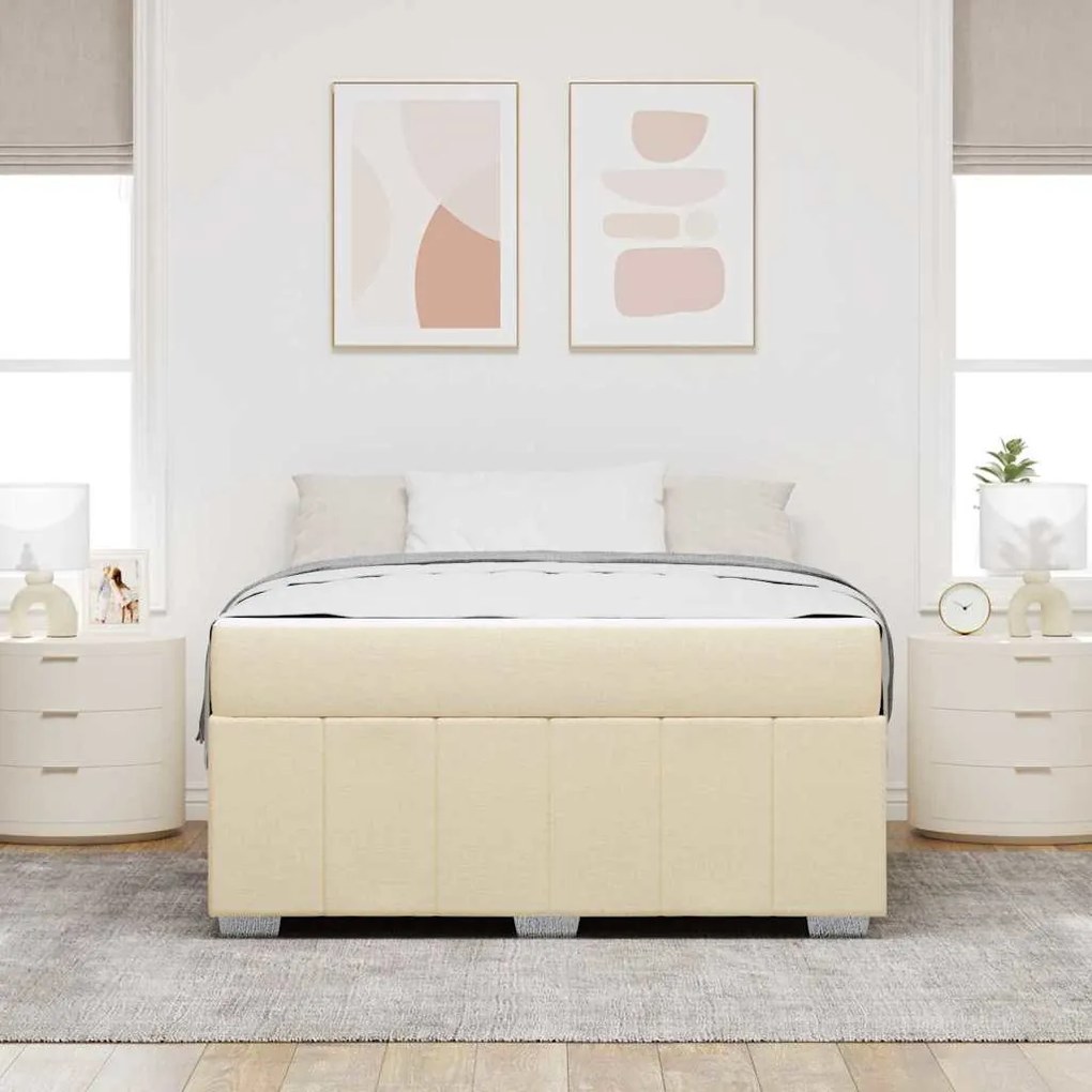 Rám postele s matrací Krémová 140 x 200 cm textil 3398291