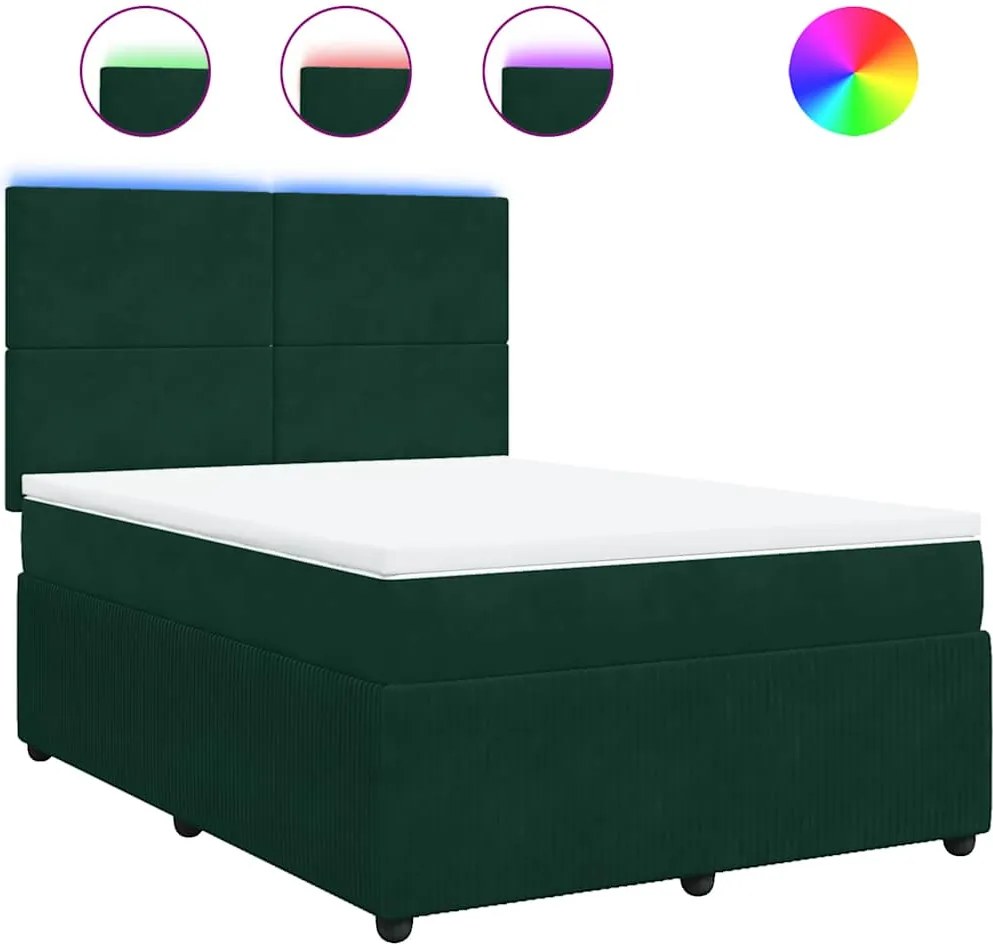 Box spring postel s matrací tmavě zelená 140x190 cm samet 3294631