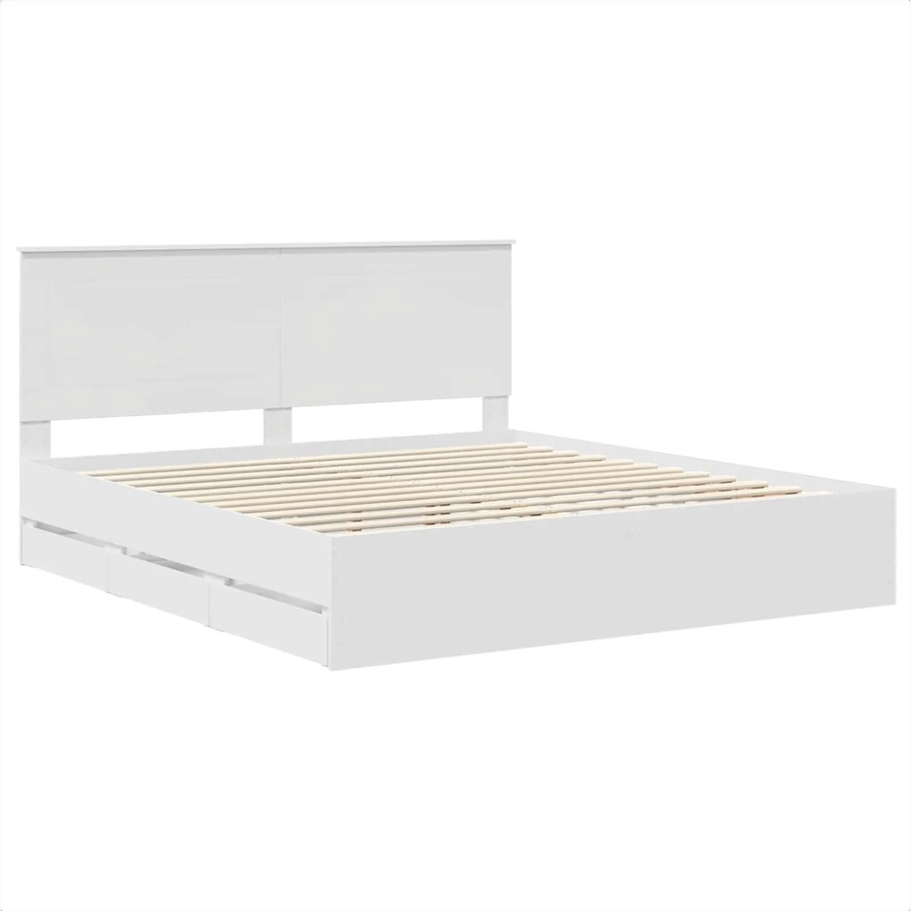 Rám postele se zásuvkou Bílá 180 x 200 cm Inženýrské dřevo 3409433