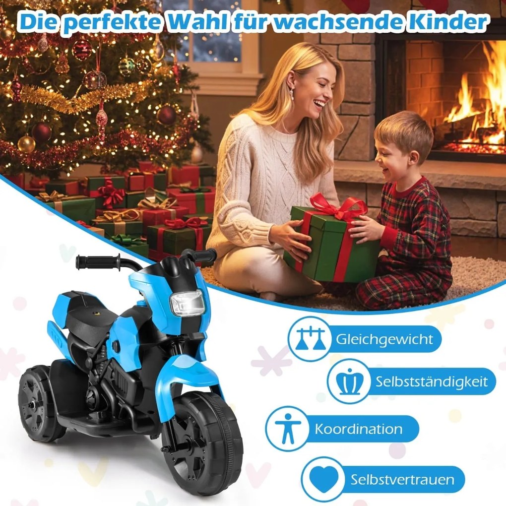 Costway 6 V Dětský motocykl 3-kolový elektrický motocykl s LED