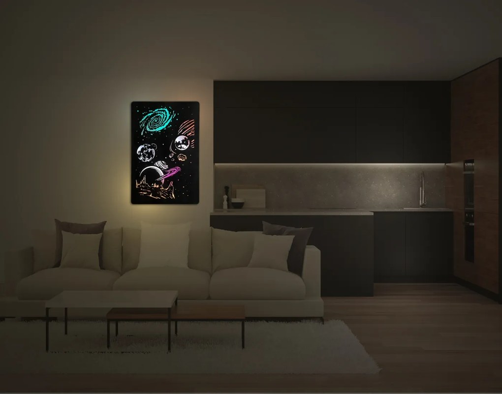 Li-Go "Vesmír" světelný obraz RGB 230V 60x90 cm provedení povrchu: jedle