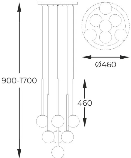 Zuma Line P0574-07F-F7AA - Lustr na lanku ARCTURUS 7xG9/4W/230V zlatá