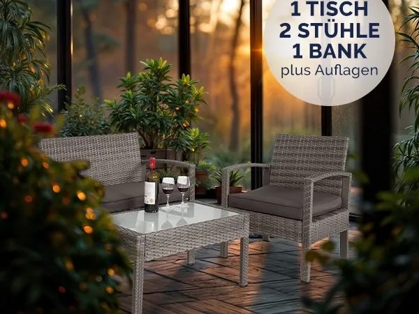 Umělý ratan Zahradní nábytkový set 4dílný šedá/antracitová
