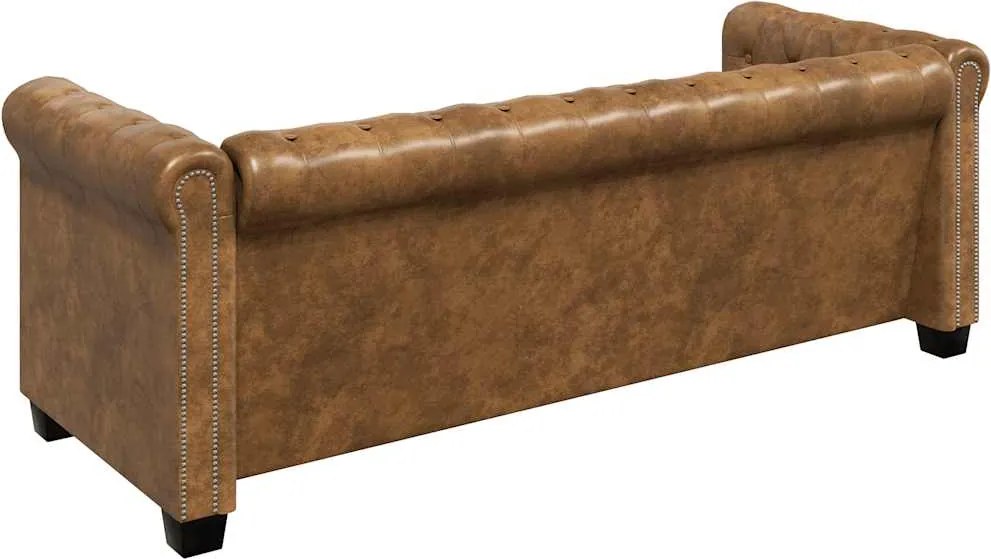 Chesterfield sedačka 3místná umělá kůže hnědá 243620