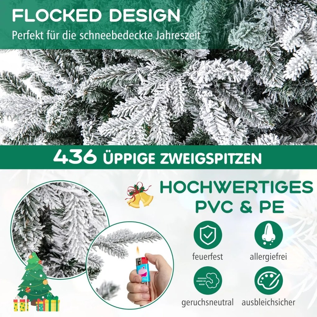 Costway Umělý vánoční stromek s vícebarevnými LED světly a 8 světelnými režimy