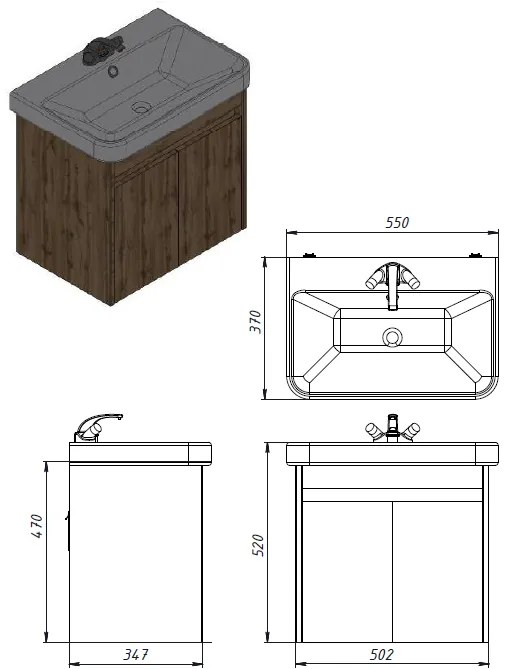 Lavedo Florida White 55 koupelnová skříňka s umyvadlem