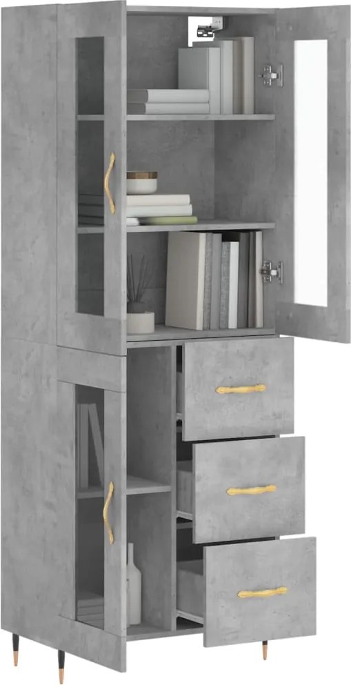 Skříň highboard betonově šedá 69,5x34x180 cm kompozitní dřevo 3198581