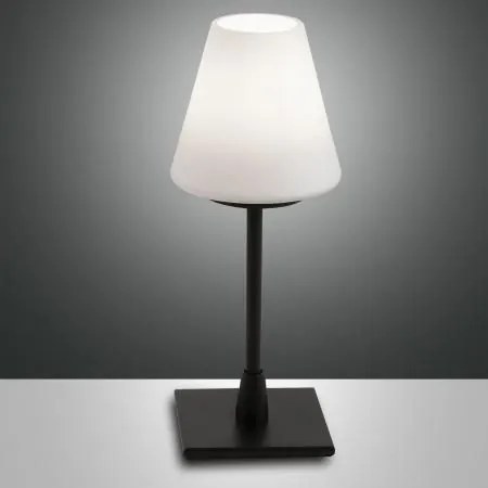 Fabas luce Fabas Lucy, dotyková stolní lampa černá/bílé sklo, 1x20W G9, výška 25cm