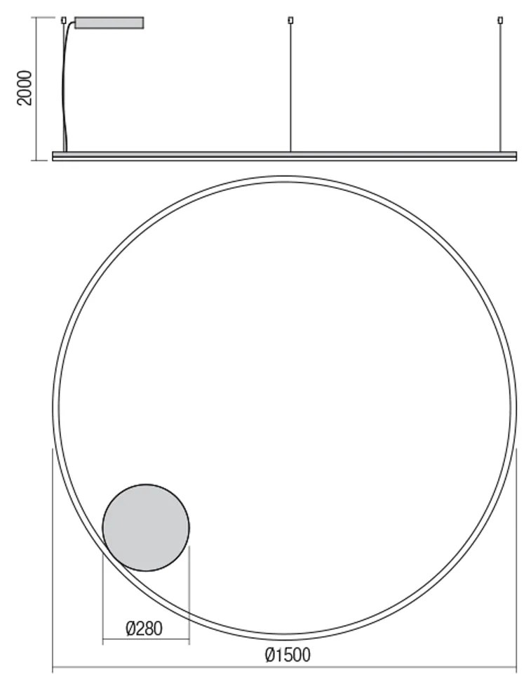 Redo 01-1718 závěsné LED stmívatelné svítidlo Orbit pískově bílá, 110W, 3000K, ø150cm