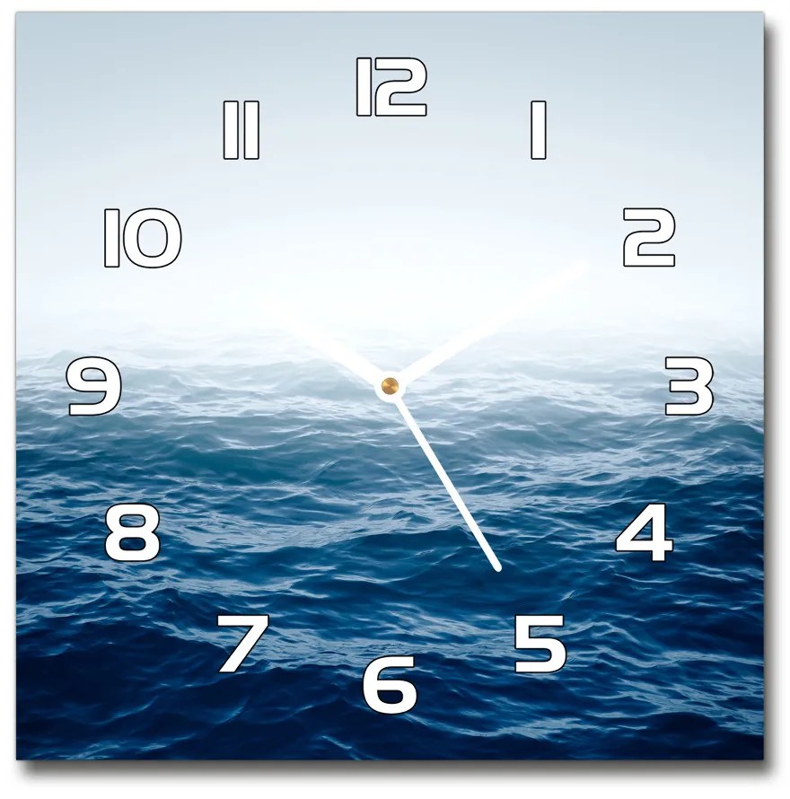 Wallmuralia Skleněné hodiny čtverec Mořské vlny 30x30 cm
