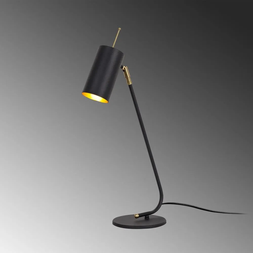 Černá/ve zlaté barvě stolní lampa s kovovým stínidlem (výška 55 cm) Sivani – Opviq lights