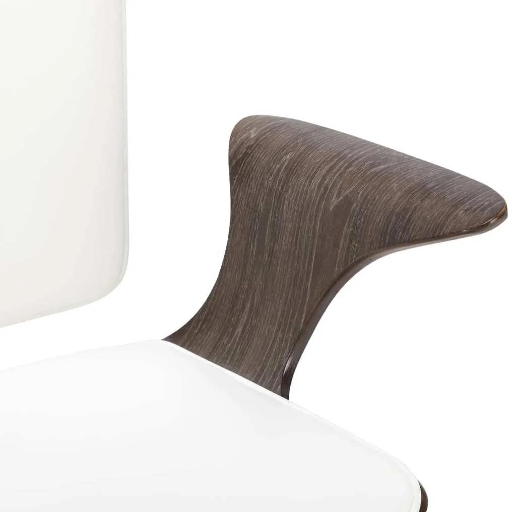 vidaXL Otočná kancelářská židle krémová umělá kůže a ohýbané dřevo [283134] Barva: Černá a hnědá