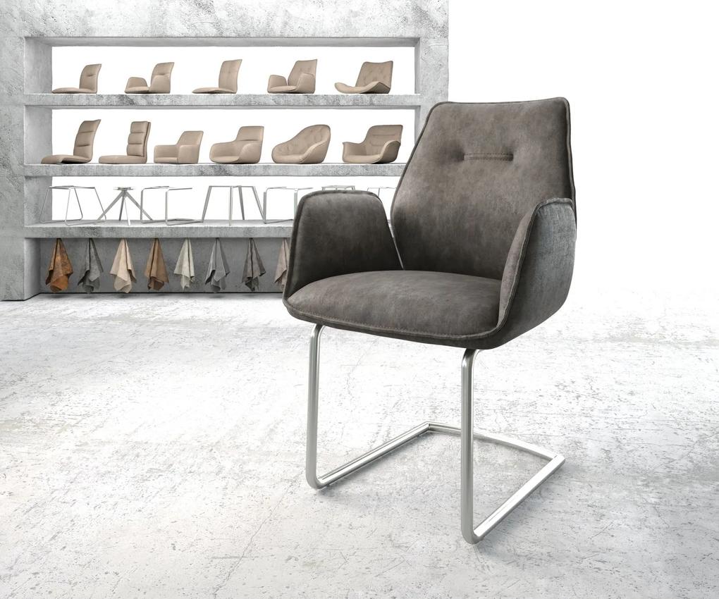 DELIFE Jídelní židle Zoa-Flex antracitová vintage kulatá konzolová podnož z nerezové oceli