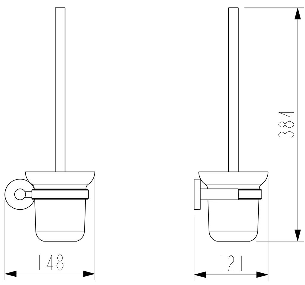Sapho X-ROUND WC štětka závěsná, mléčné sklo, chrom - XR323
