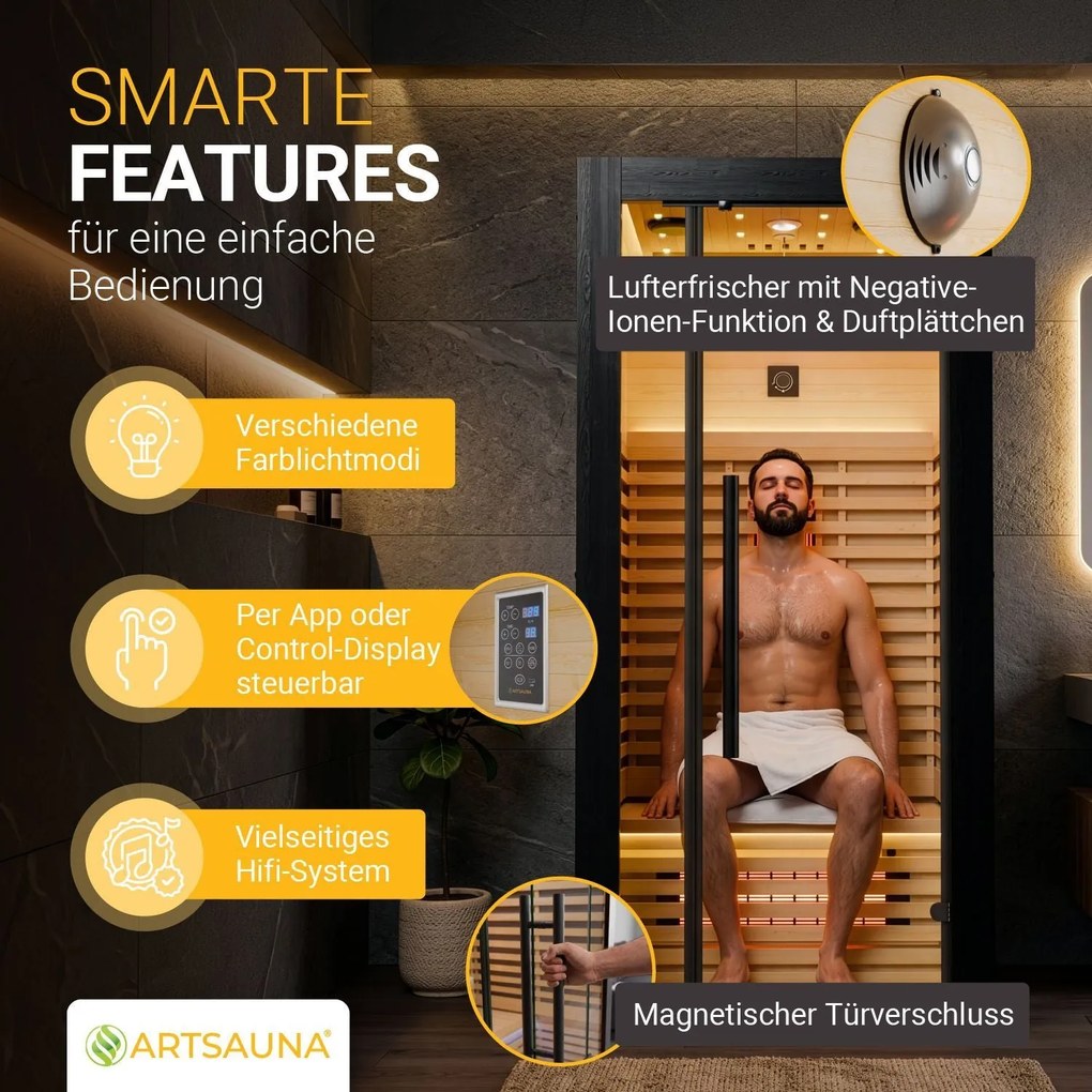 Artsauna Infrasauna Trondheim 90, černá