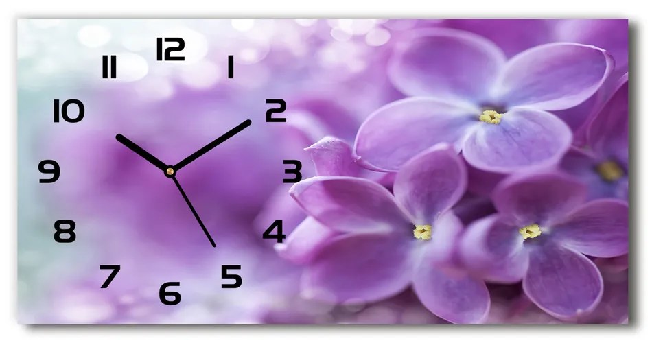 Wallmuralia Moderní skleněné hodiny na stěnu Květy bzu 60x30 cm