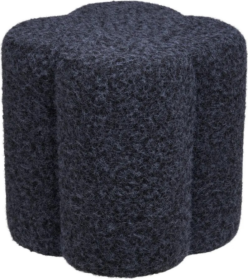 Tmavě modrý taburet z textilie bouclé Durban – House Nordic