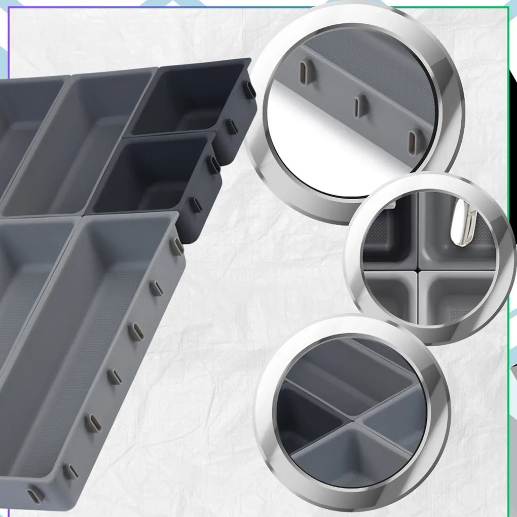 Camerazar Organizér do zásuvky na příbory, modulární sada 7 kusů