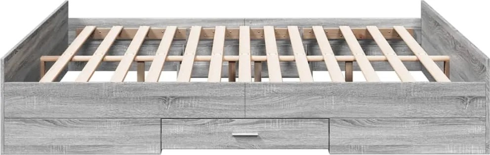 Rám postele se zásuvkami šedý sonoma 200 x 200 cm kompozit 3280270