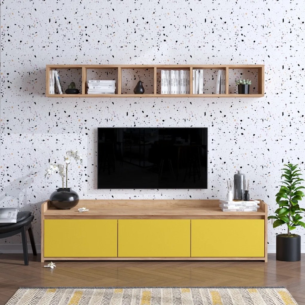 Obývací stěna AVAN 150 cm žlutá