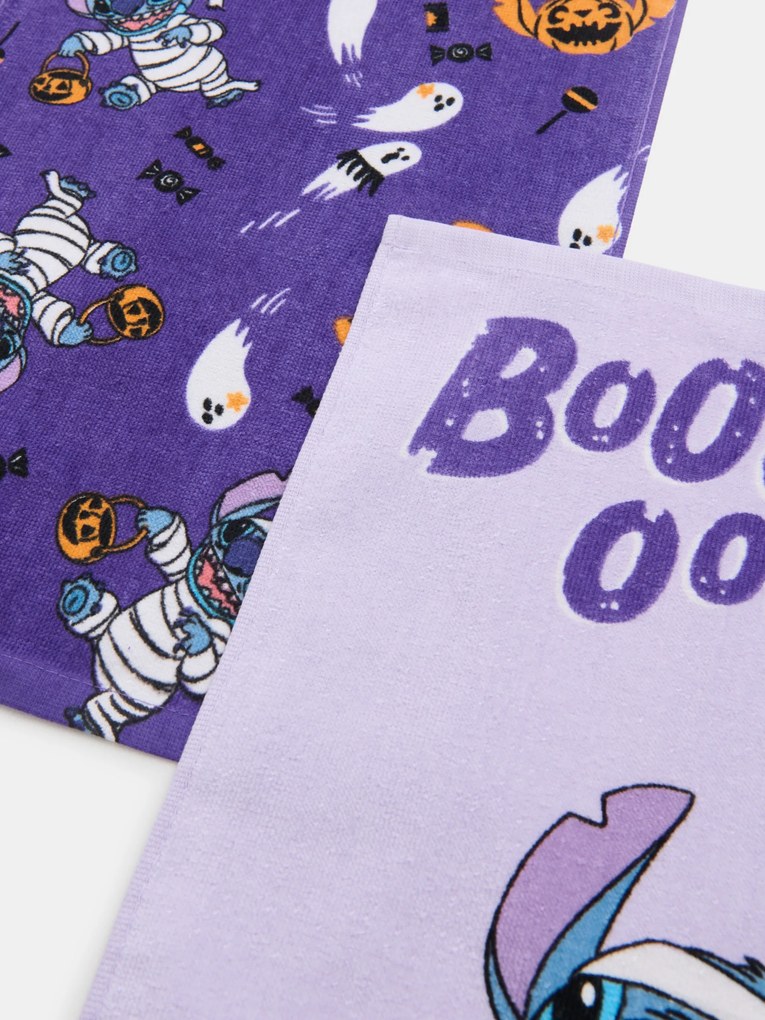 Sinsay - Sada bavlněných ručníků na ruce s halloweenským motivem 2 pack Stitch - fialová