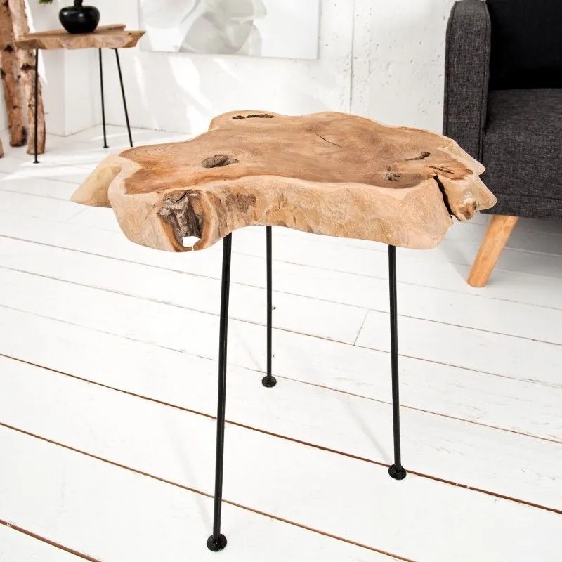 Deflee Odkládací stolek WILD 40CM, masiv teak nature OS36578masivní teakové dřevo  40 cm x 50 cm x 45 cm