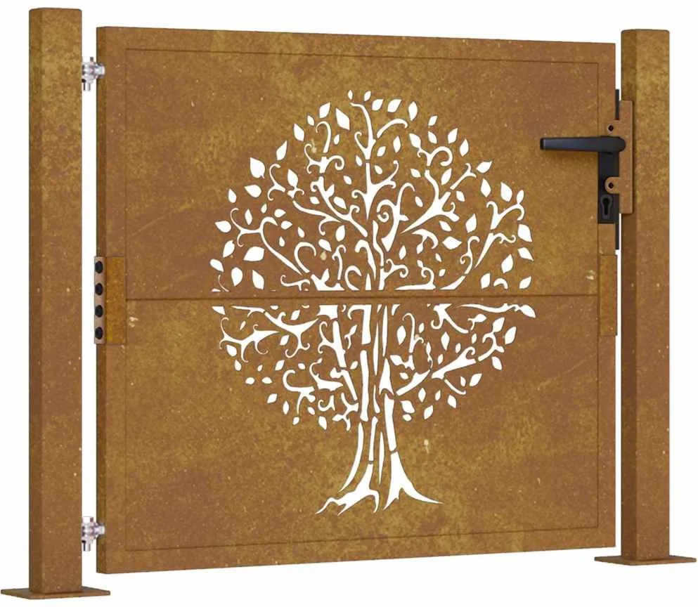 Zahradní branka 100 x 75 cm z cortenové oceli, design stromu 153160