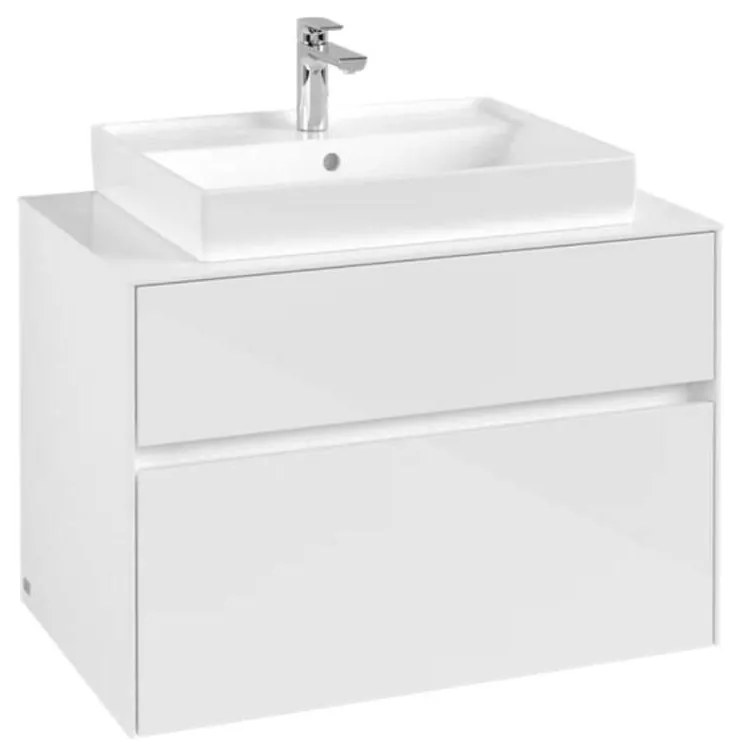 Villeroy & Boch Collaro - Umyvadlová skříňka, 80x55x50 cm, 2 zásuvky, Glossy White C08000DH