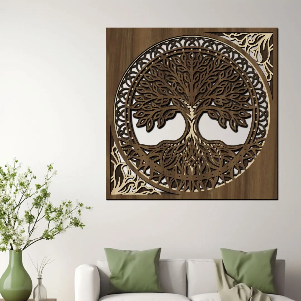 dřevo života Dřevěný strom ZÁZRAKŮ Zvolte rozměr (cm): 60x60, Zvolte barvu dekoru: Ořech-dub sonoma-wenge