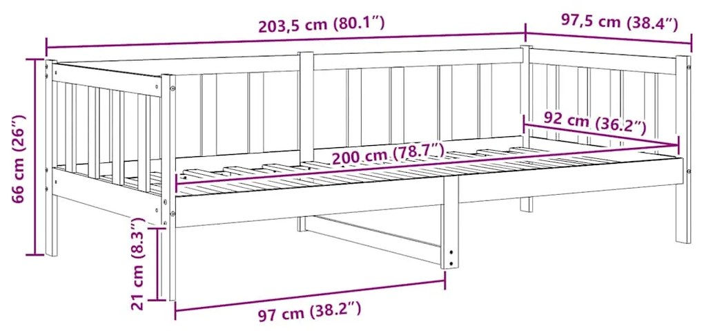 vidaXL Marketos Válenda bílá masivní borovice 90 x 200 cm