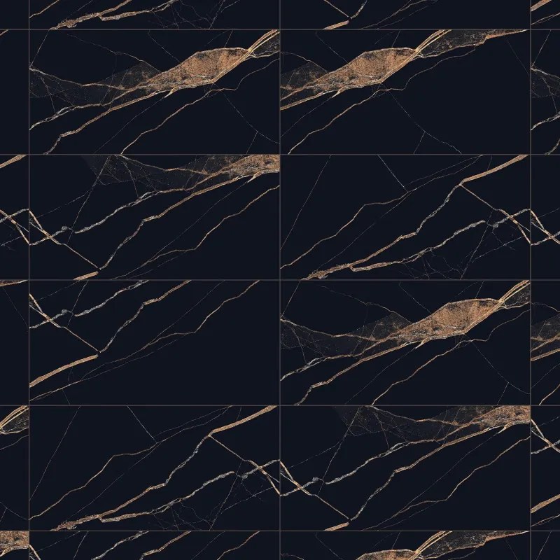 Mexen Fossil Černý leštěný rektifikovaný gres G1, dlaždice podlahově-stěnová 120 x 60 cm, vysoký lesk