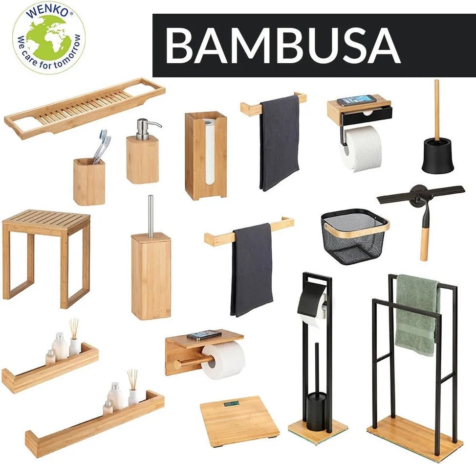Držák na toaletní papír BAMBUSA s bambusovou zásuvkou, WENKO