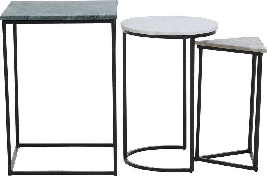 Odkládací stolky v sadě 3 ks s mramorovou deskou 40x40 cm Mandoli – Premier Housewares