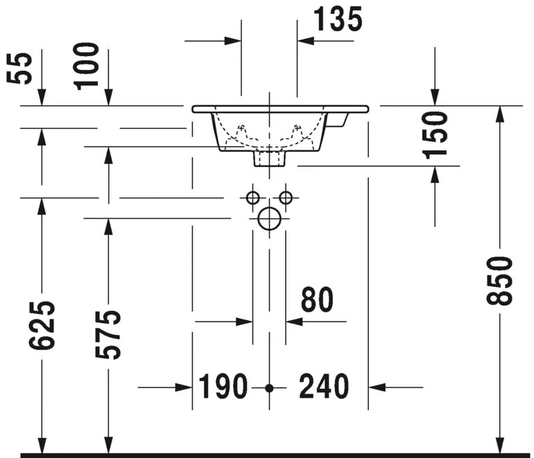 Duravit ME by Starck - Umyvátko do nábytku 430x300 cm, bílá 0723430000