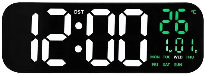 JVD Digitální černé nástěnné hodiny s LED bílými číslicemi JVD DH9016.4