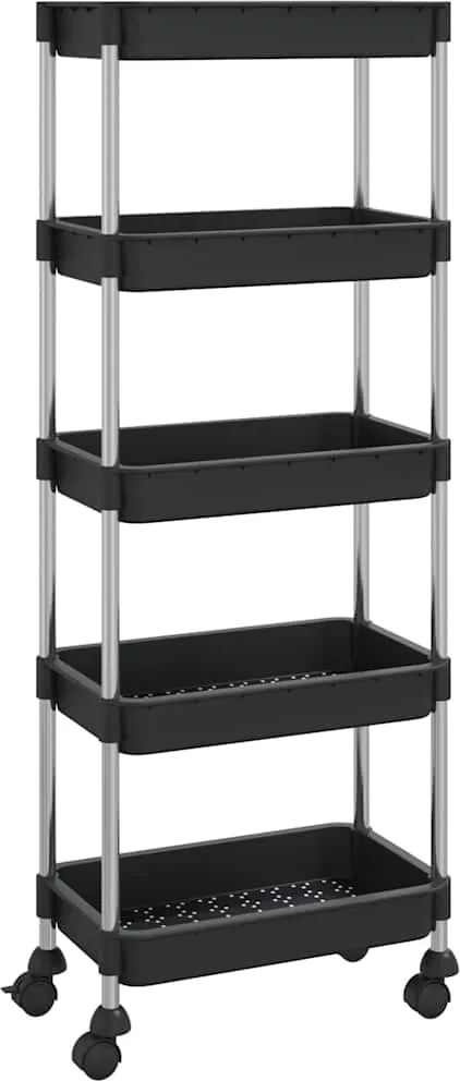 Kuchyňský vozík s 5 patry černý 42x29x128 cm železo a ABS 336331