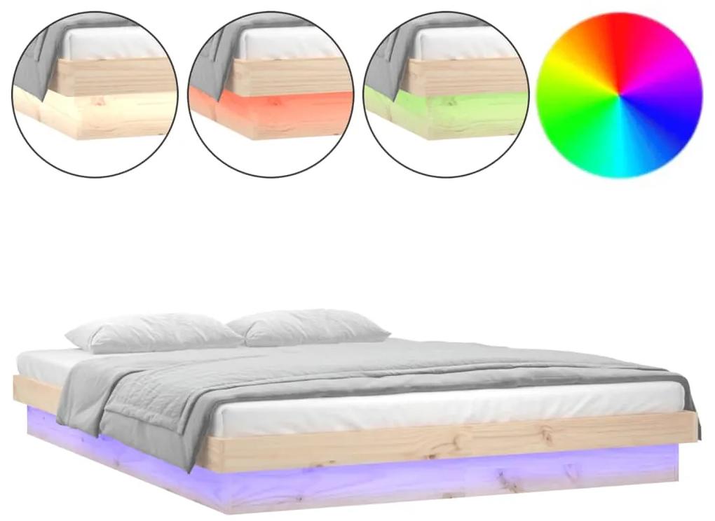 Rám postele s LED světlem 135 x 190 cm Double masivní dřevo - Default Title