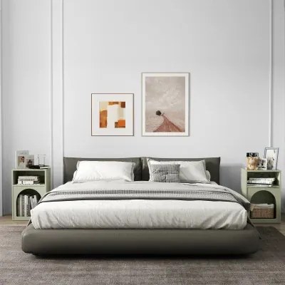 HOMCOM sada 2 nočních stolků, noční stůl s otevřenými přihrádkami, zakřivený design, 40 x 30 x 60 cm, světle zelená