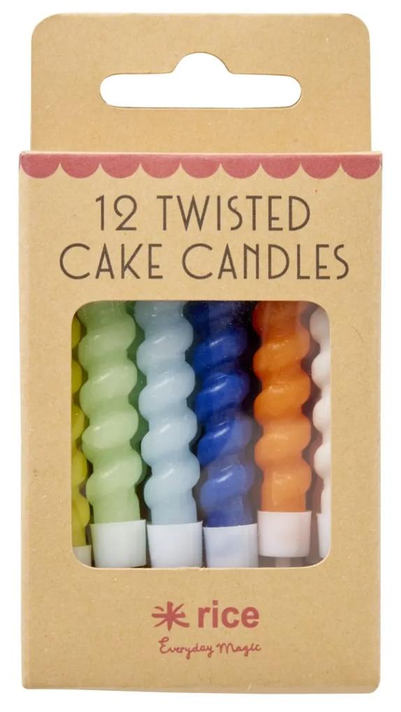 rice Svíčky na dort Twisted Candle - set 12 ks, multi barva, vosk